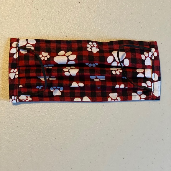 Accessories | Paw Print And Lumberjack Plaid Face Mask | Poshmark